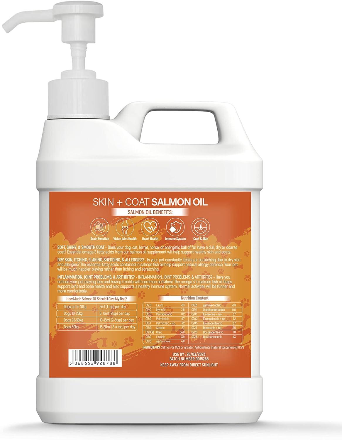 Scottish Salmon Oil For Dogs & Cats 1 Litre Omega 3 6 9 Vitamin E Pure ...