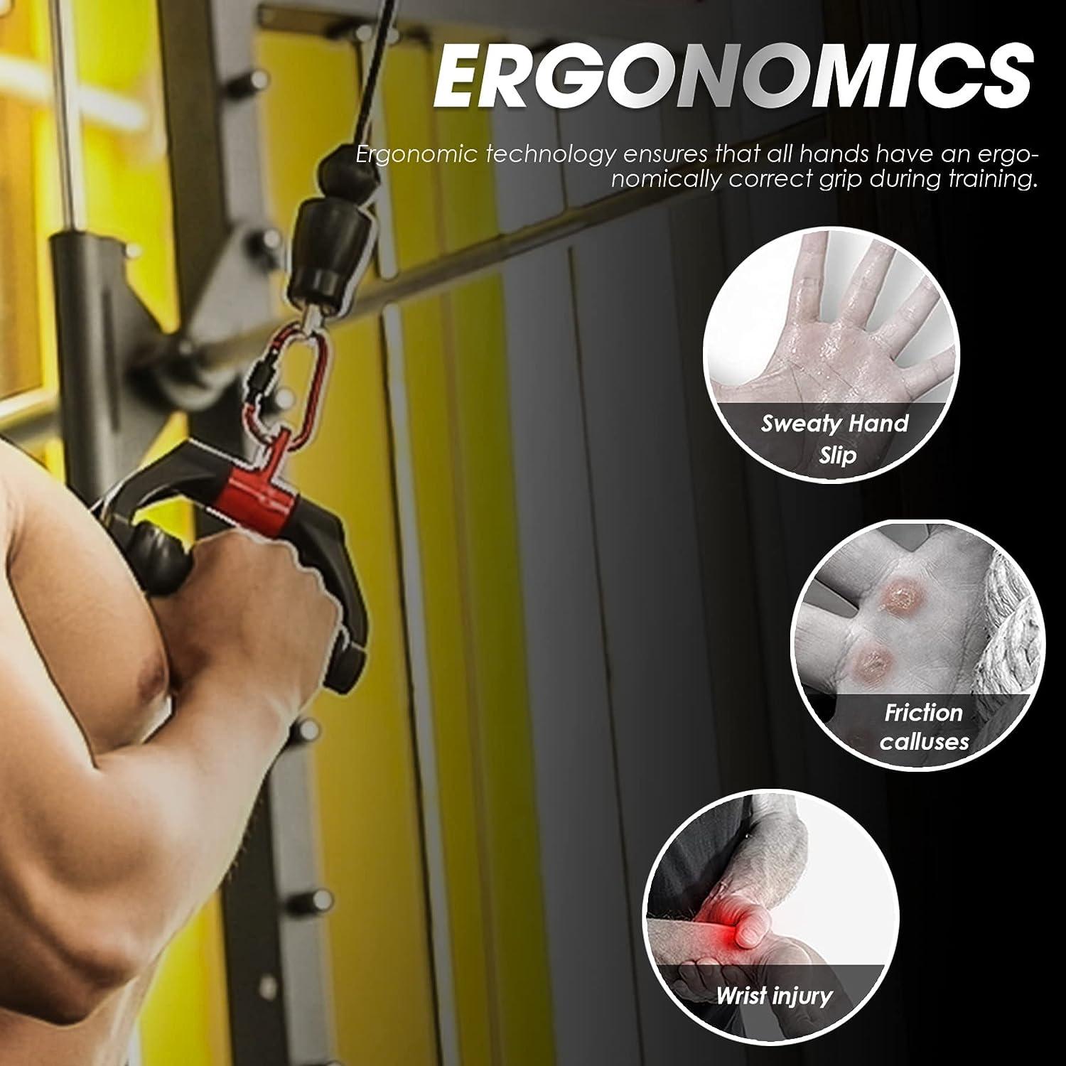 KKH Ergonomic Handle Cable Attachment Set - Non-Slip Gym LAT ...