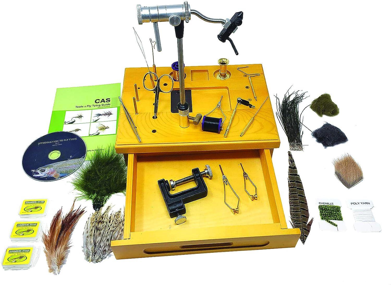 Creative Angler Wooden Fly Tying Station with Rotary Vise and Tools ...