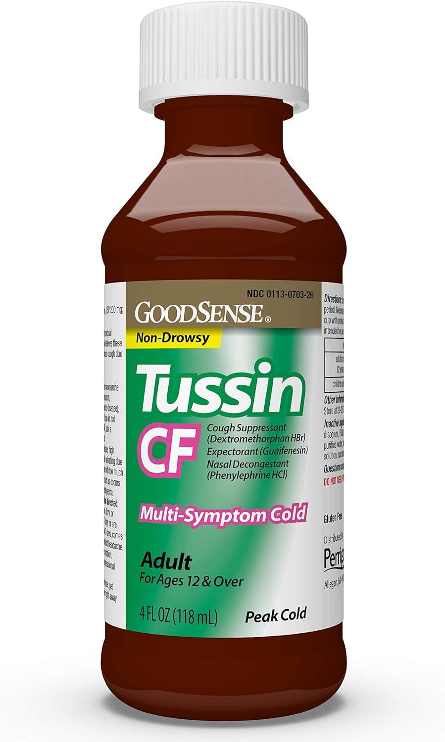 GoodSense Tussin Cough & Cold Wild Cherry 4 Fl Oz - Multi-Symptom Cold ...