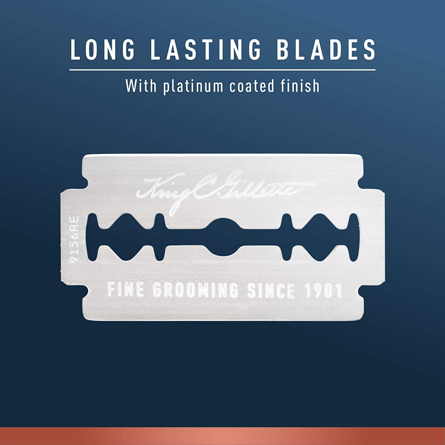 King C. Gillette Double Edge Safety Razor & 5 Platinum Blades - Perfect ...