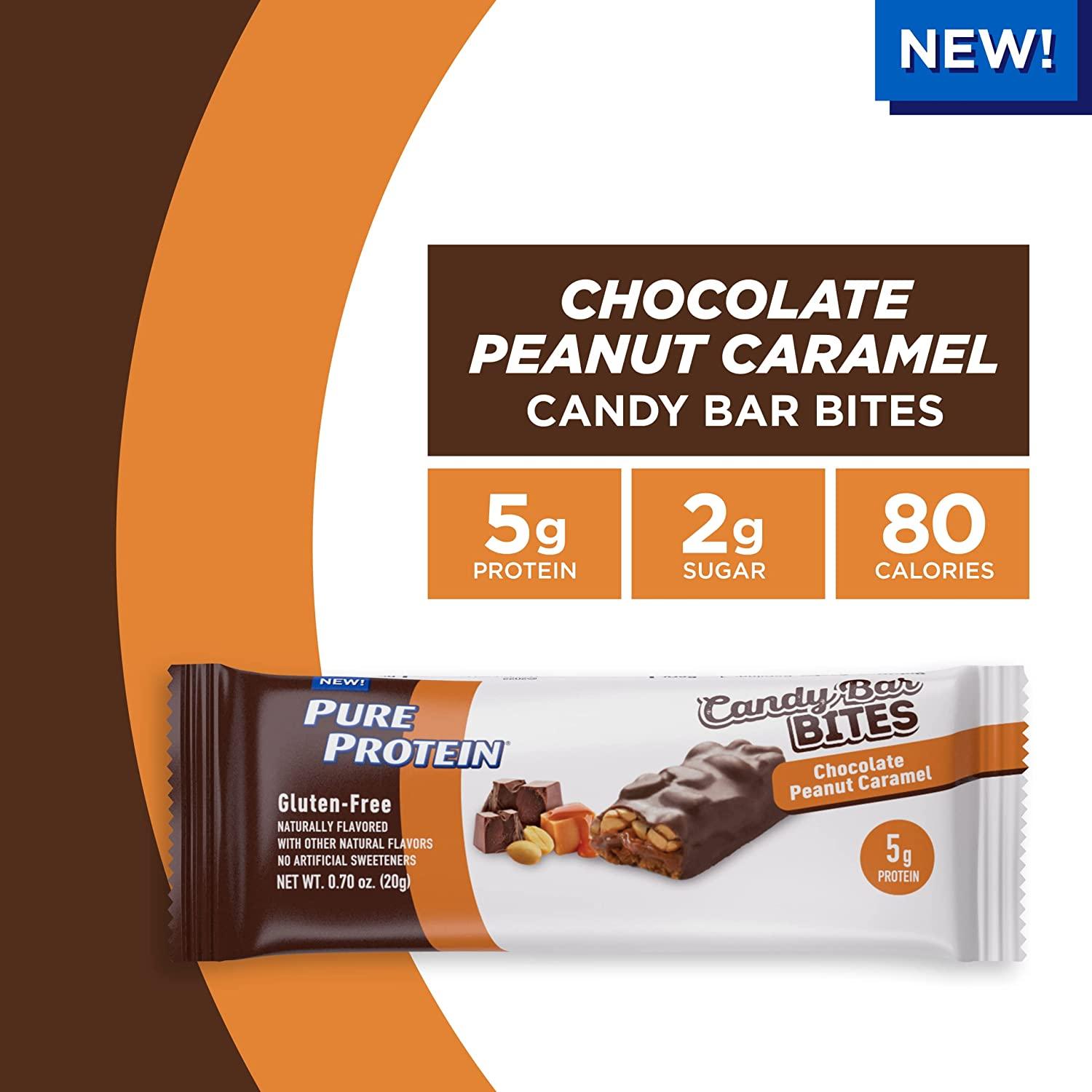 Pure Protein Candy Bar Bites - Chocolate Peanut Caramel, 5g Protein ...