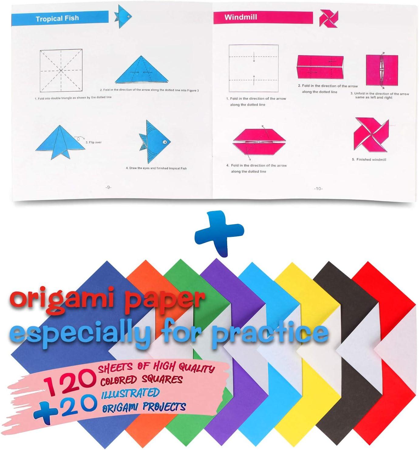 Origami Kit for Kids - 120 Sheets of 6x6 Inch Square Easy Folding Paper ...