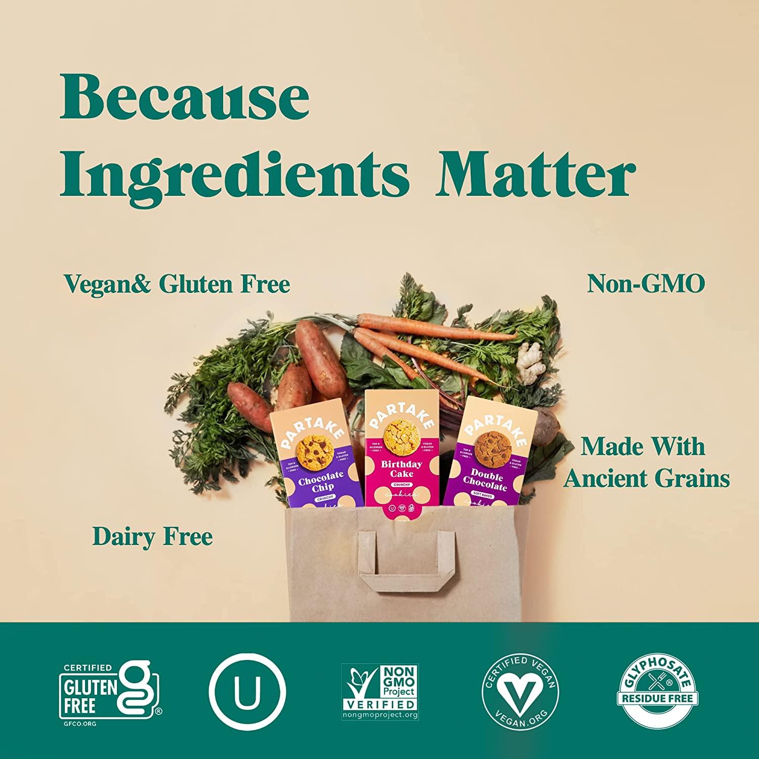 Partake Foods Vegan Cookies Variety Pack - Gluten-Free, Non-GMO ...