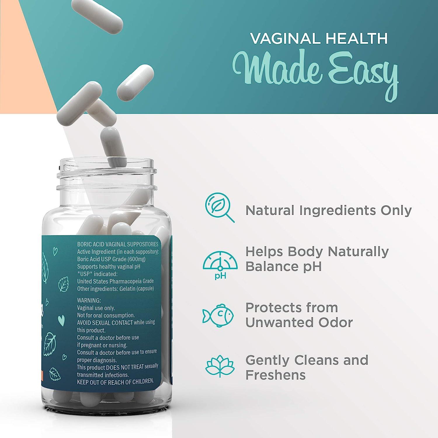 VeeFresh - VeeCleanse Boric Acid Vaginal Suppositories - Vaginal pH ...