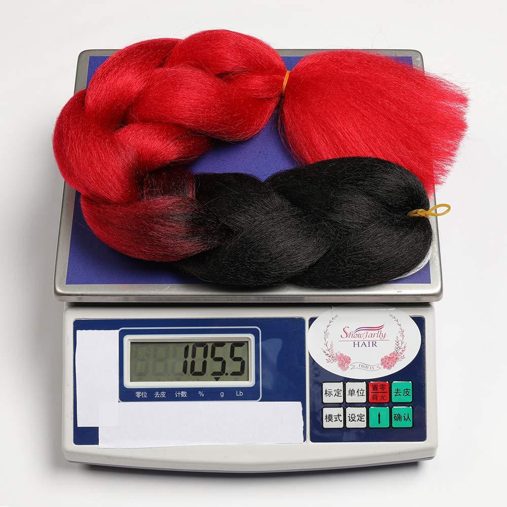 Showjarlly Jumbo Braid Extensions - 24 Kanekalon Ombre Braid 5 Pack for ...