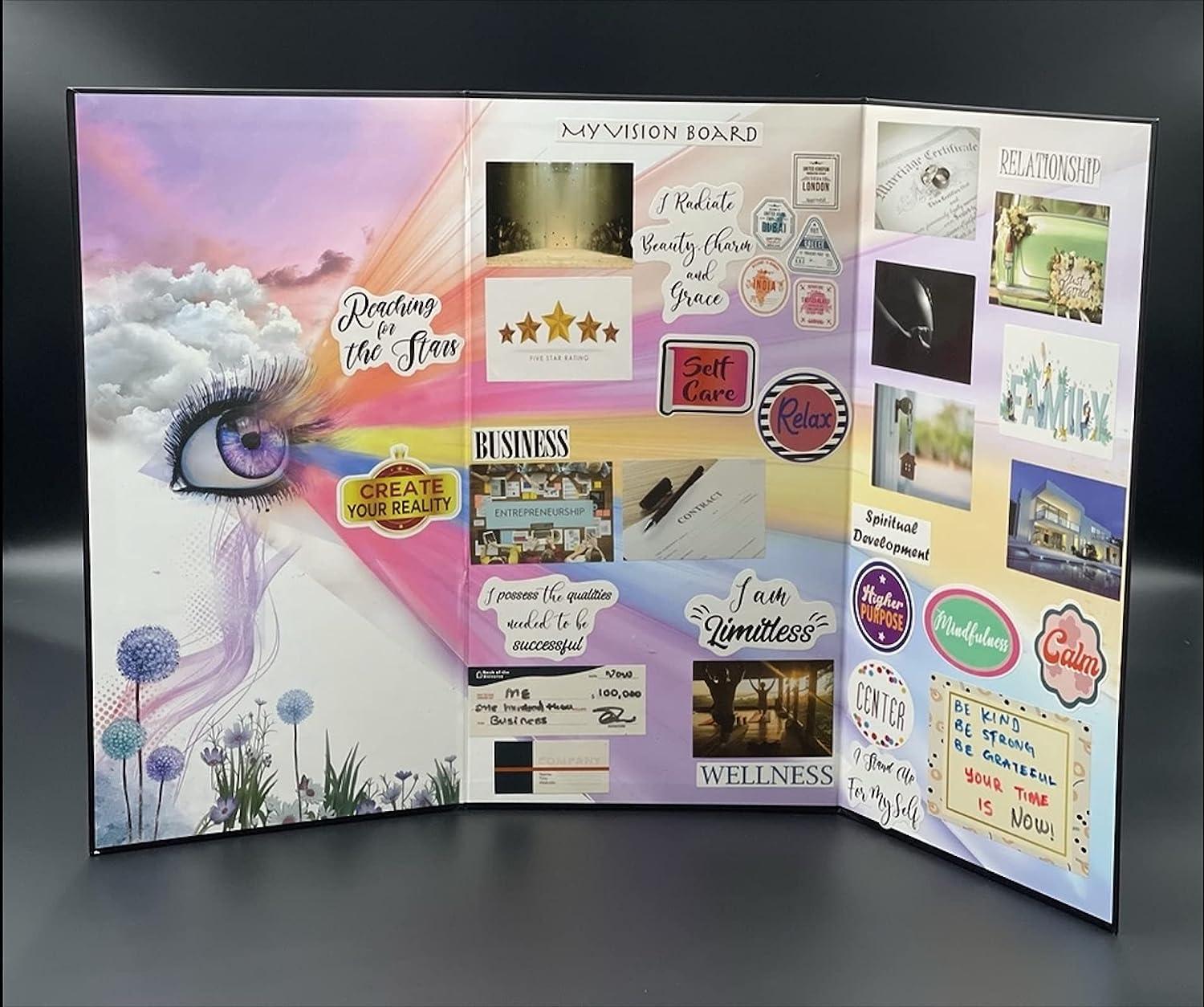 3-in-1 Vision Board Kit with 200+ Motivational Stickers - Manifest Your ...