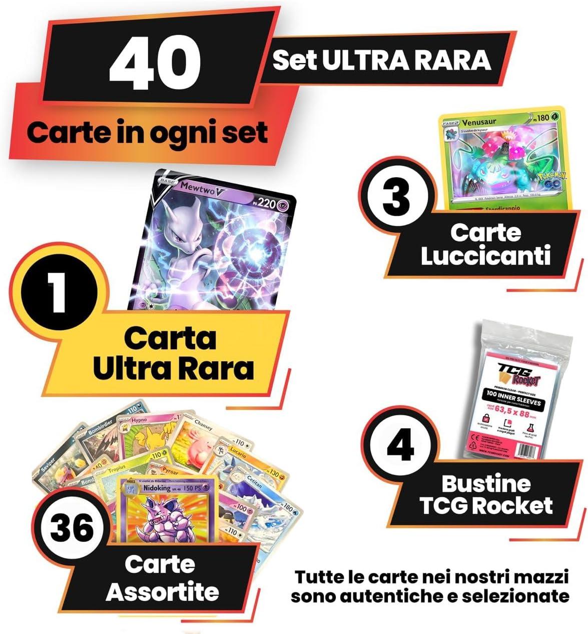 Ultra Rare Set: 40 Original Italian Pok mon Cards + 3 Shiny Cards ...