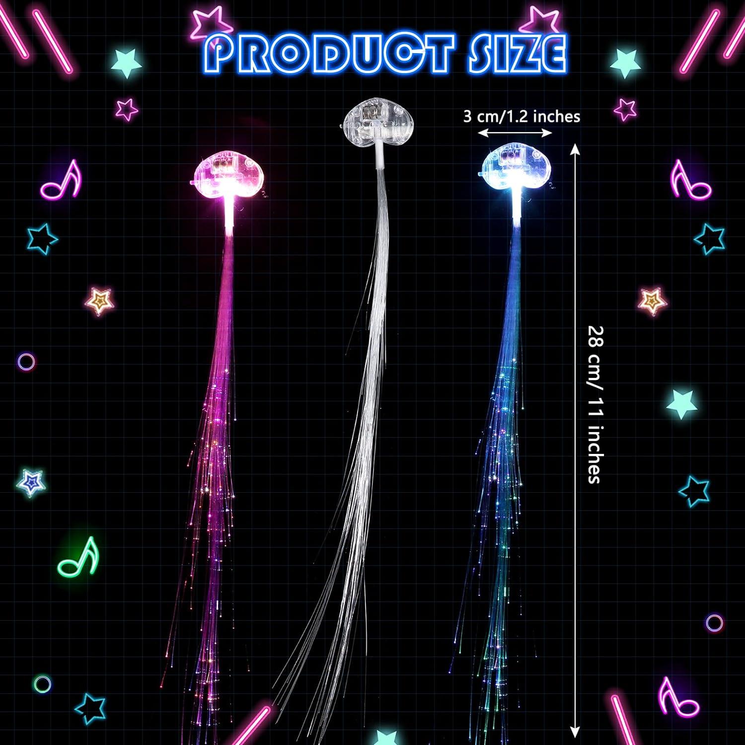 100 Pack LED Light Up Fiber Optic Hair Clips - Multicolor Changing Hair ...
