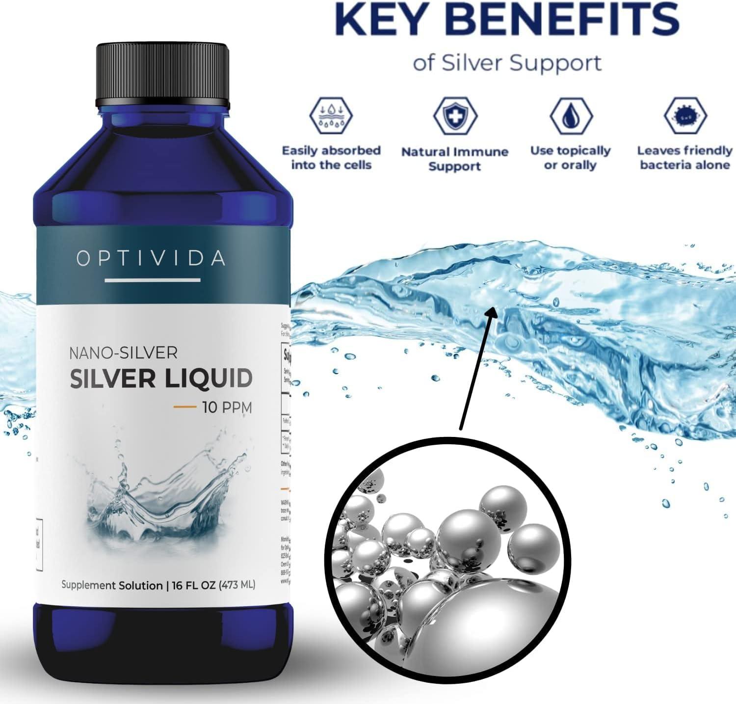 Optivida Health Colloidal Nano Silver Liquid - Immune Support, All ...