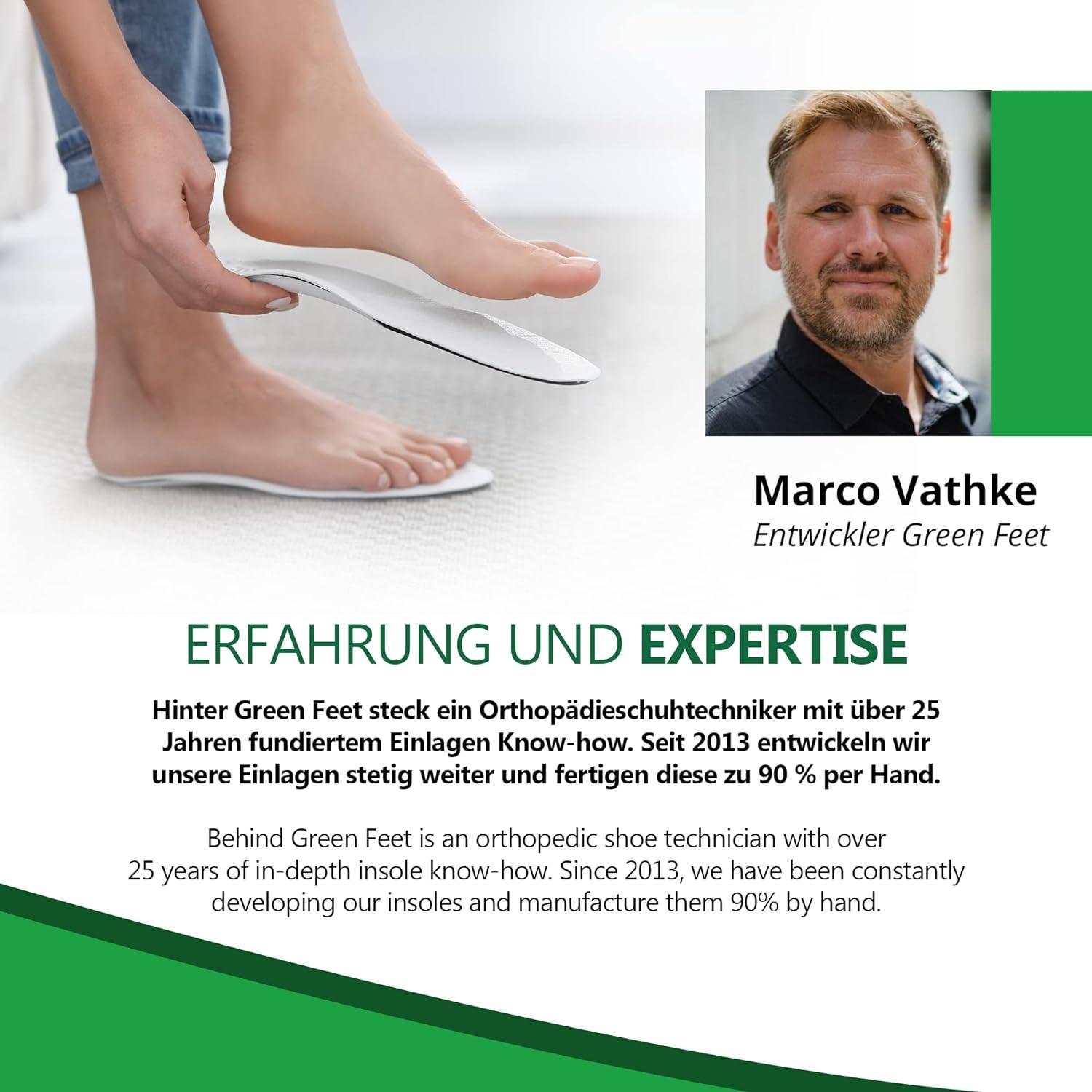 Green Feet Orthopedic Insoles - 5mm Shoe Inserts for Flat Feet Heel ...