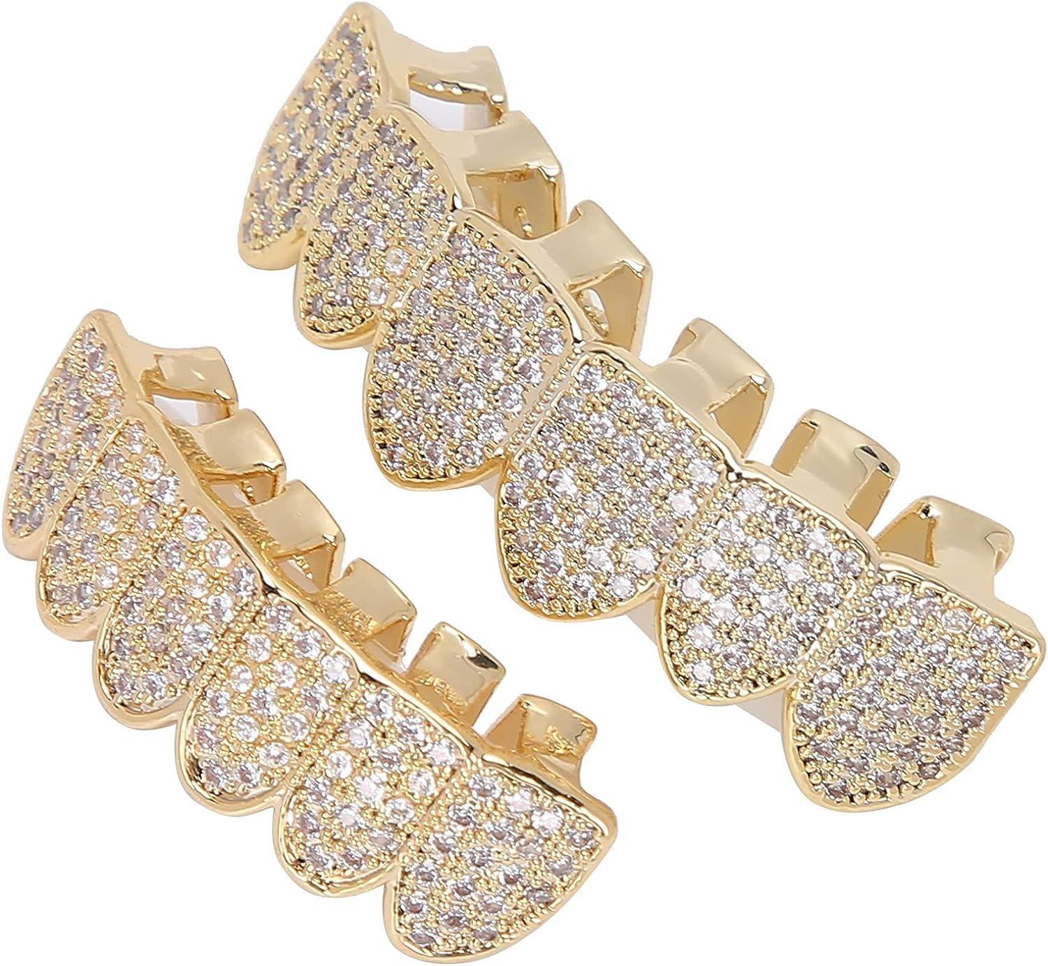 Hip Hop Diamond Braces Set - Gold Plated Copper Bling Decoration for ...