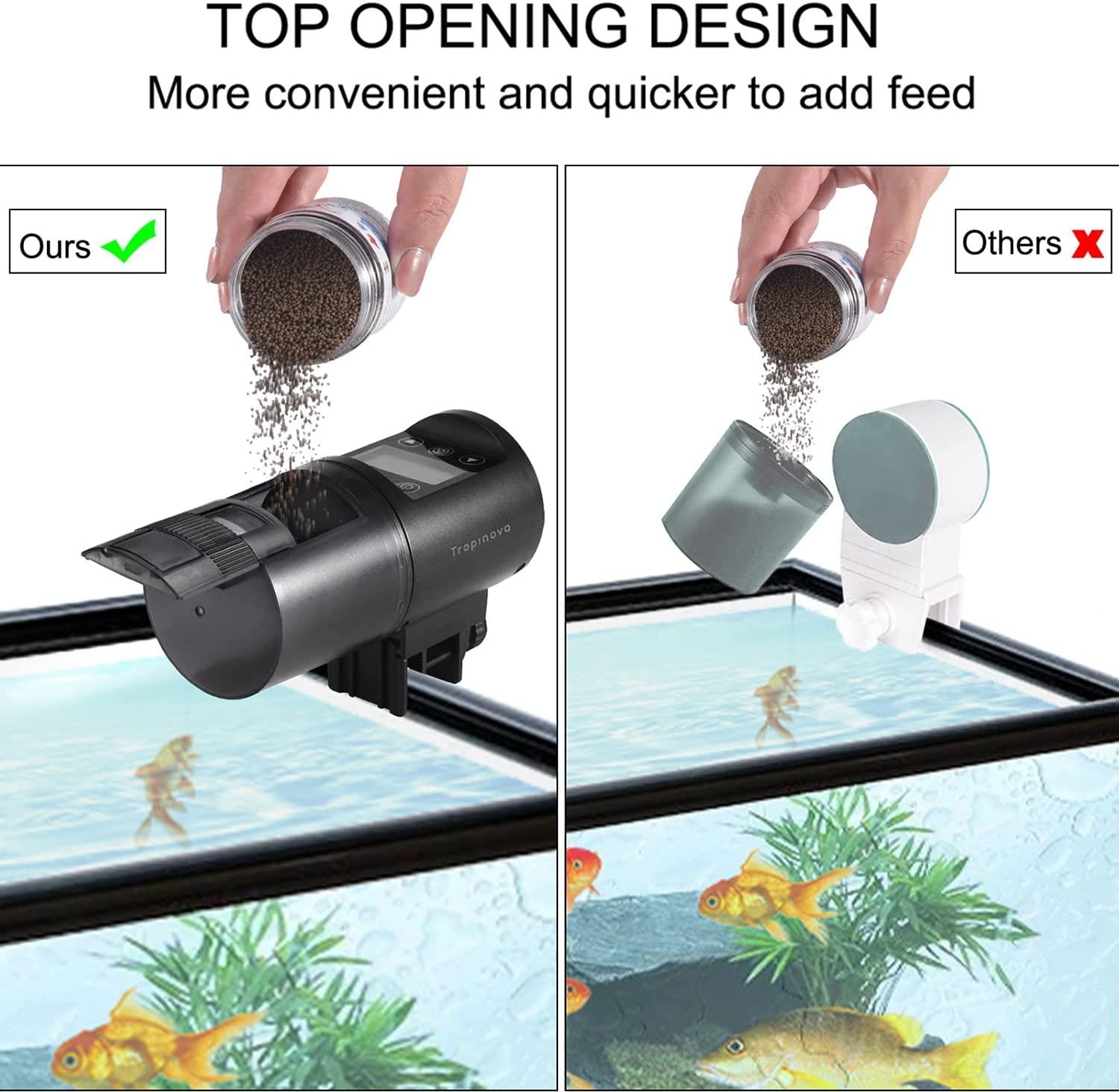 Tropinova Automatic Fish Feeder - Moisture-Proof Food Dispenser for ...