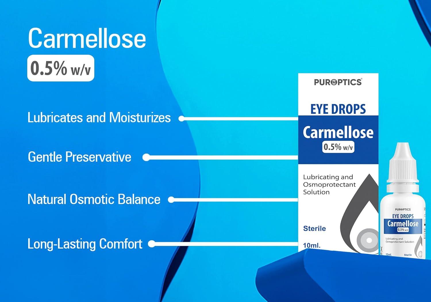 PUROPTICS Carmellose 0.5% Lubricant Eye Drops for Dry Eyes and ...