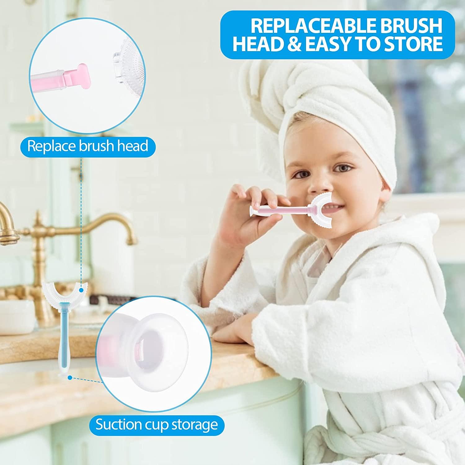 Kids' U-Shaped Training Toothbrush Set | Food Grade Silicone Brush Head ...
