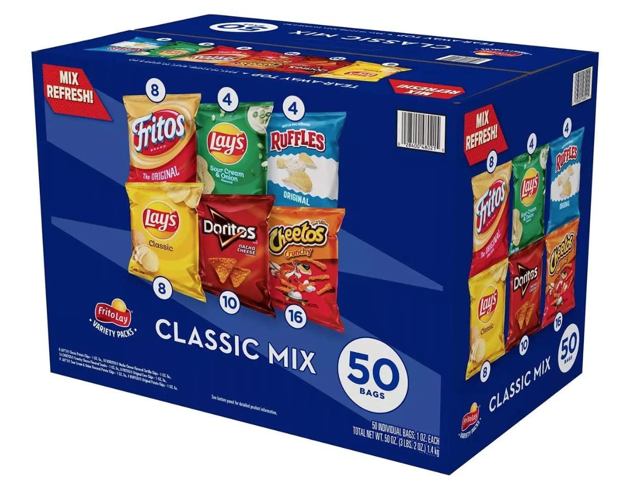 Frito Lay Classic Variety Pack - 50 Bags | Perfect Snack Assortment ...