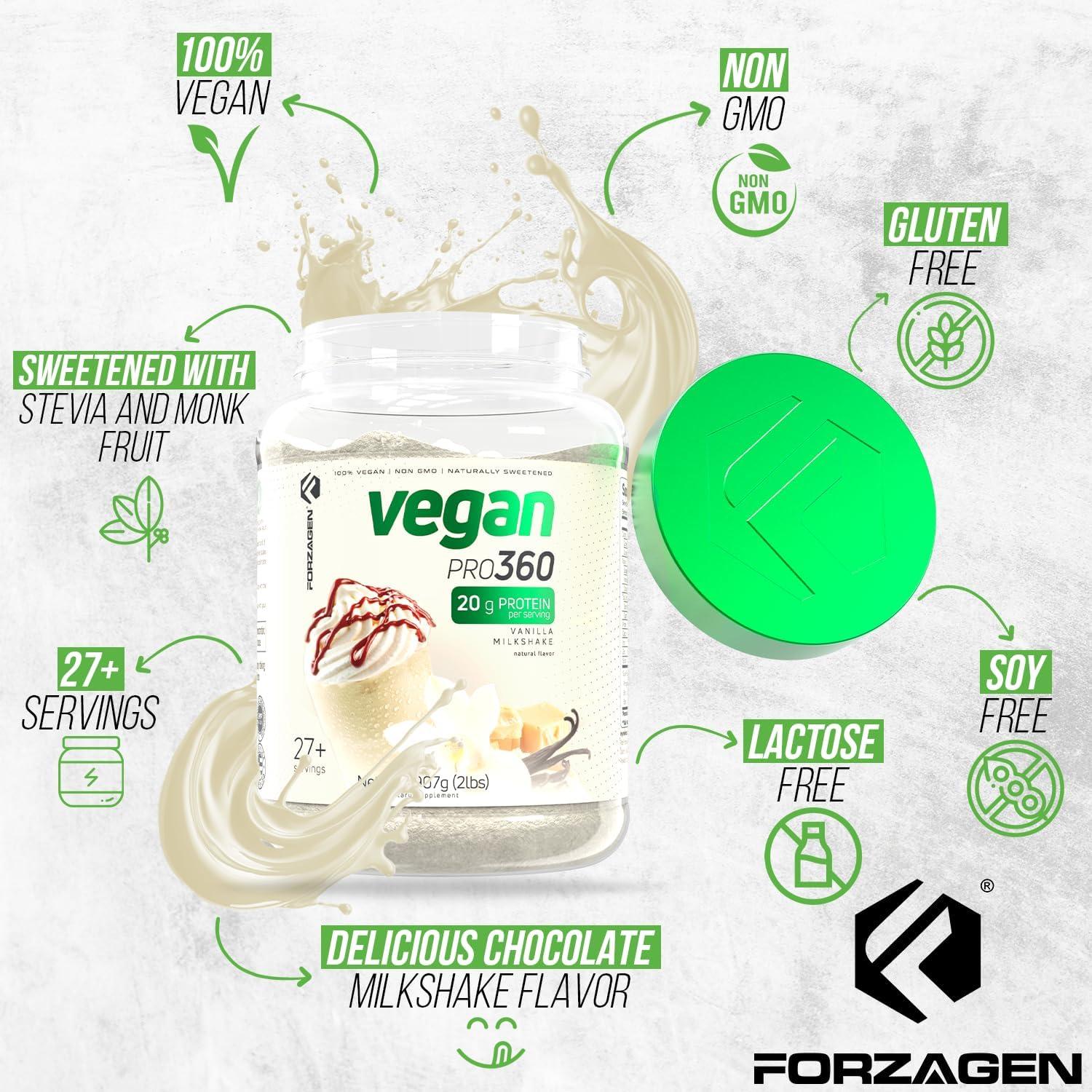 Forzagen Vegan Protein 360 - 2 lbs | 27 Servings | Plant-Based Protein ...