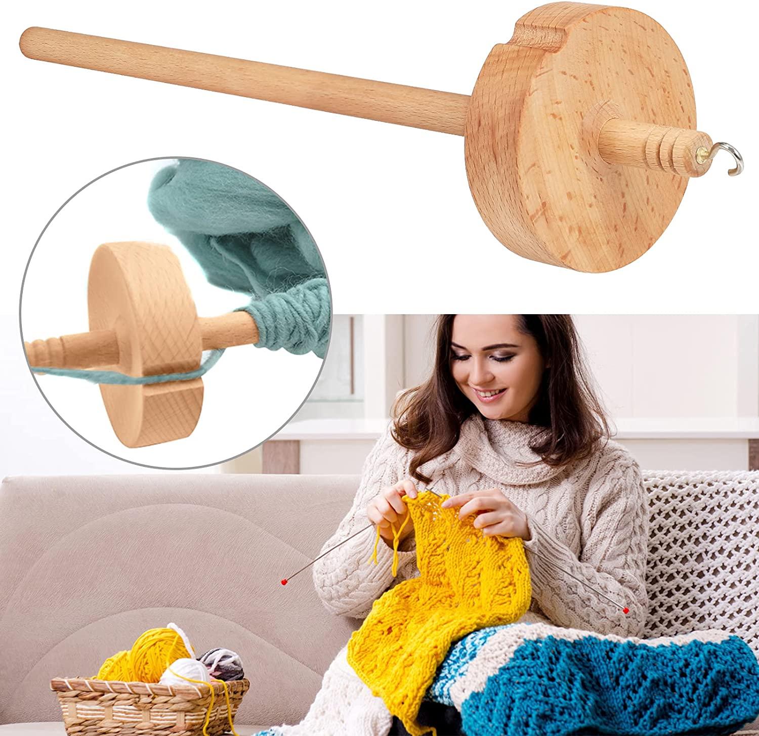 Finetoknow Drop Spindle Top Whorl Yarn Spin Hand Carved Wooden Tool for ...