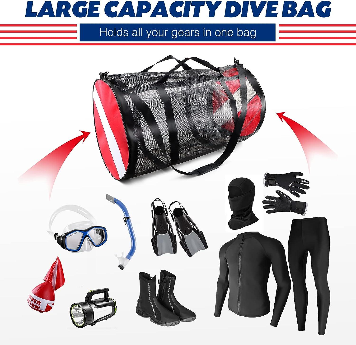 OVOVFANY Mesh Dive Bag - Heavy-Duty Oversized Dive Flag Duffel Bag for ...