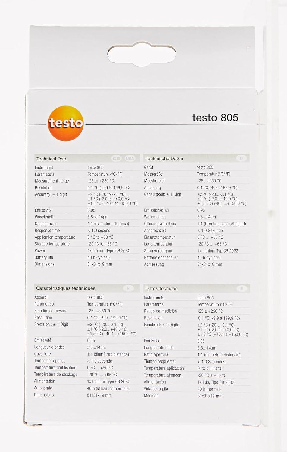 Buy Testo 805 - 0560 8051 Infrared Thermometer | Non-Contact Surface ...