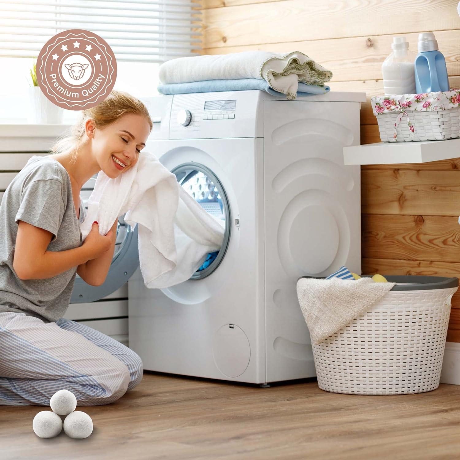 Valneo 6 Natural Sheep Wool Dryer Balls - Gentle & Efficient for Tumble ...