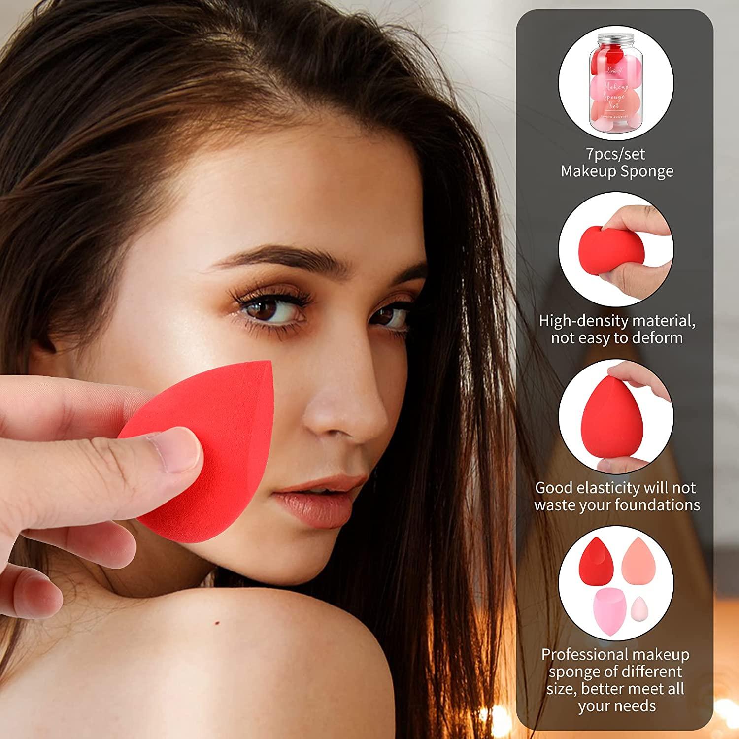 Beauty Blender Sponge Set-7pcs, Multi-colored Makeup Sponges for Foundation