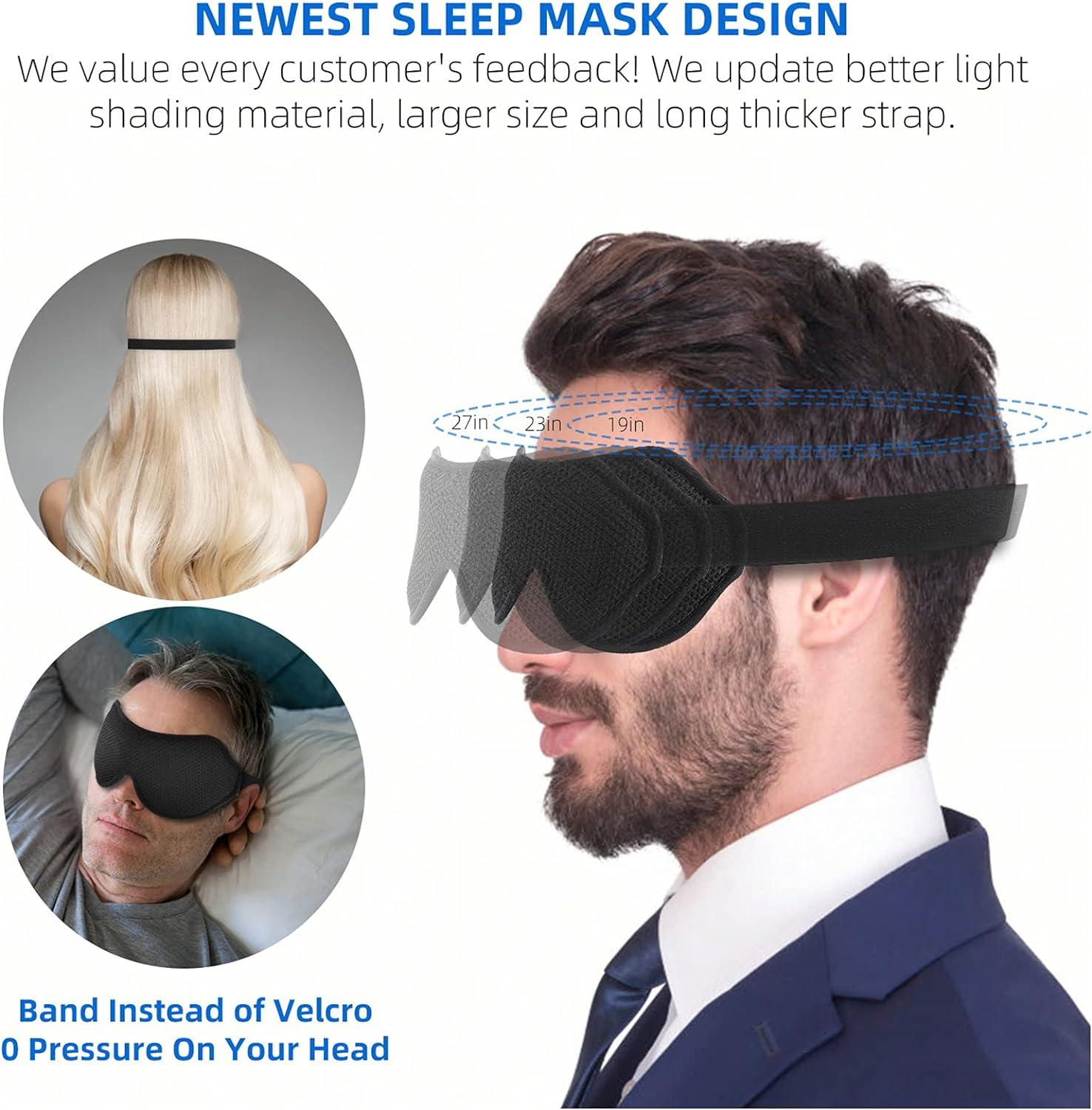 HYNG Eye Mask Sleeping Mask for Men Women 3D Contoured 100% Light ...