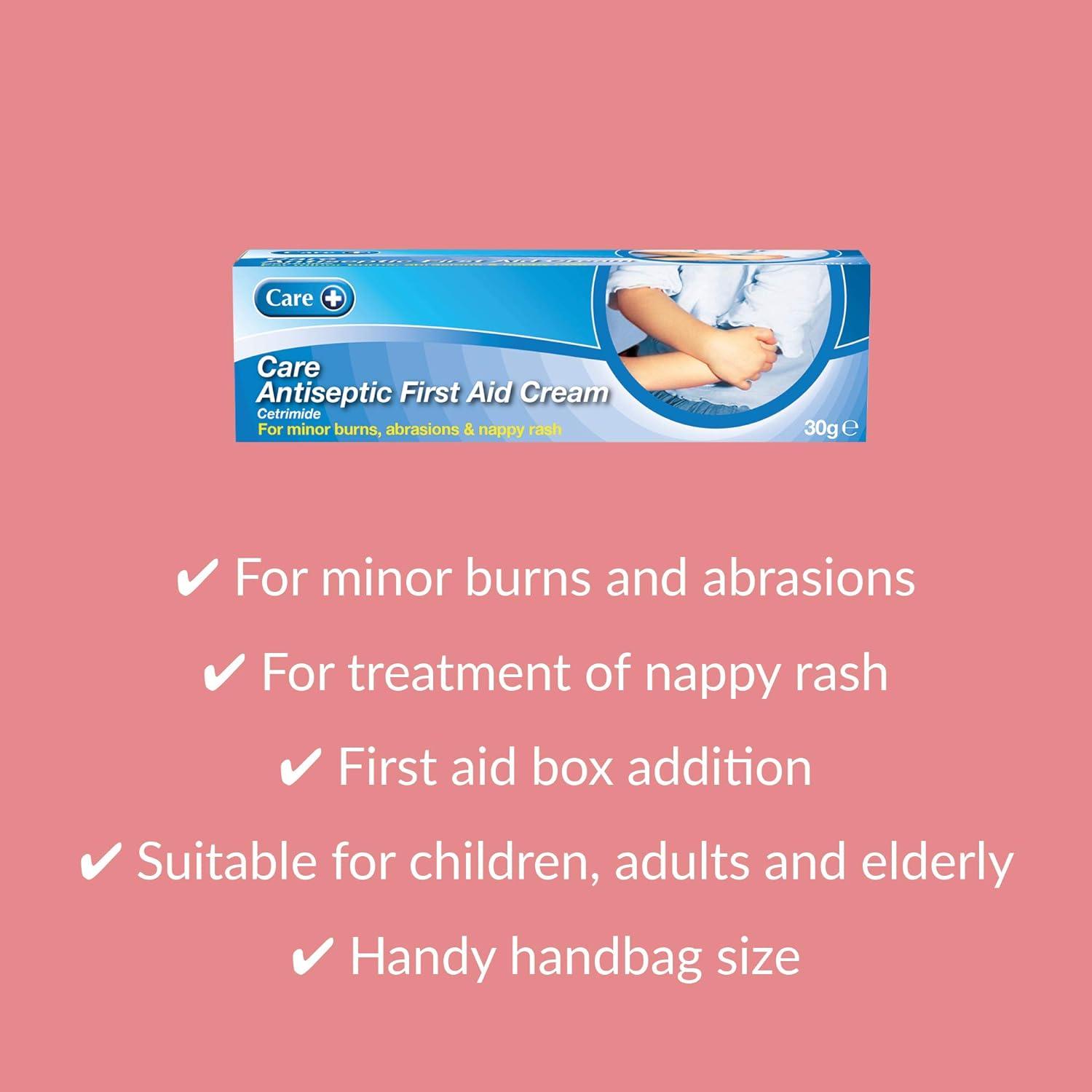 Care Antiseptic First Aid Cream 30g - Ideal for Minor Burns, Napkin ...