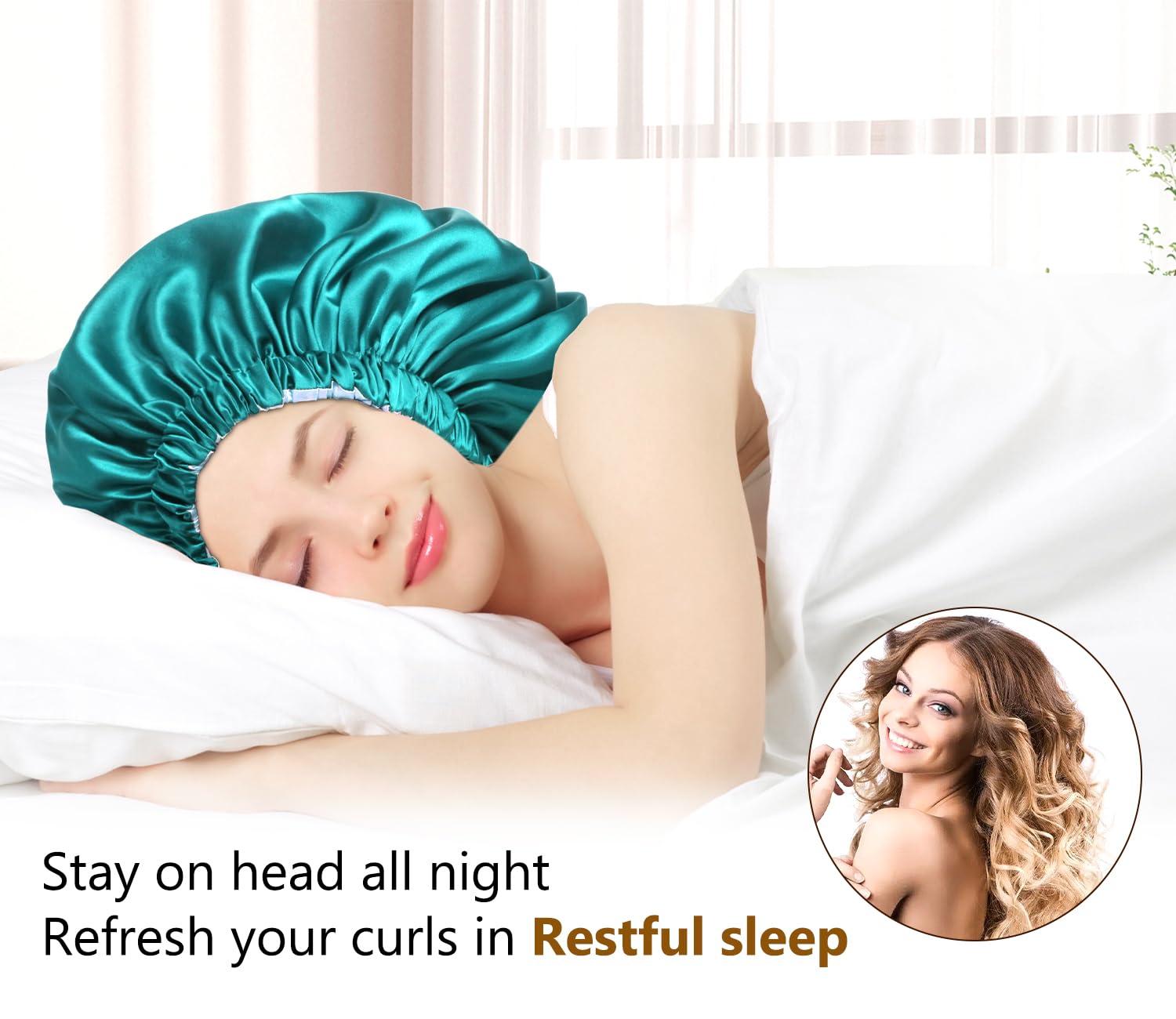 Mikimini Satin Sleep Hood for Long Curly Hair | 2 Pack Green & Light ...