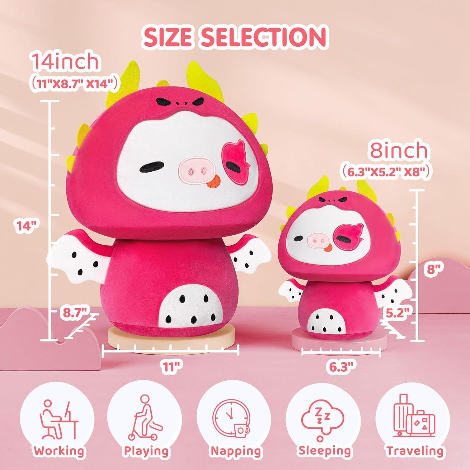 Mewaii 14'' Soft Cow Mushroom Pillow Stuffed Animal Plush Toy - Dragon ...
