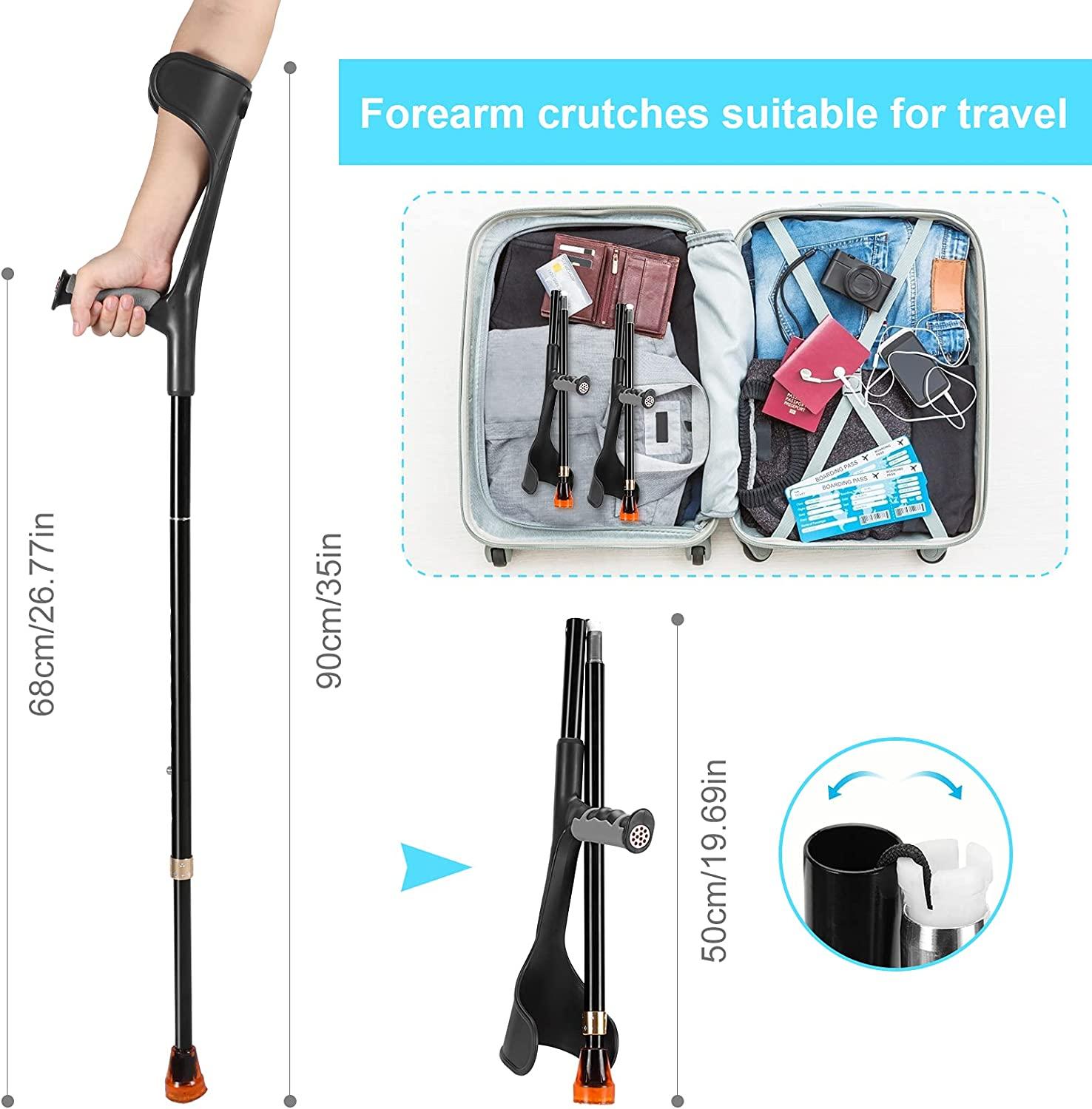 Antdvao Folding Forearm Crutches - Lightweight, Adjustable, Non-Slip - 2 Pack (Black) | Buy Now ...