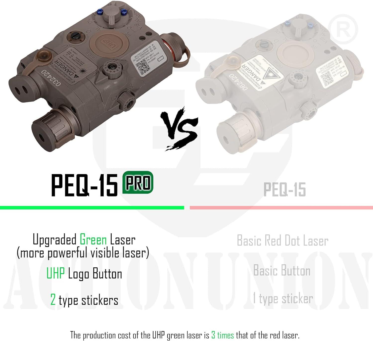 ACTIONUNION Airsoft PEQ-15 Pro IR Laser + UHP Green Laser + White LED ...