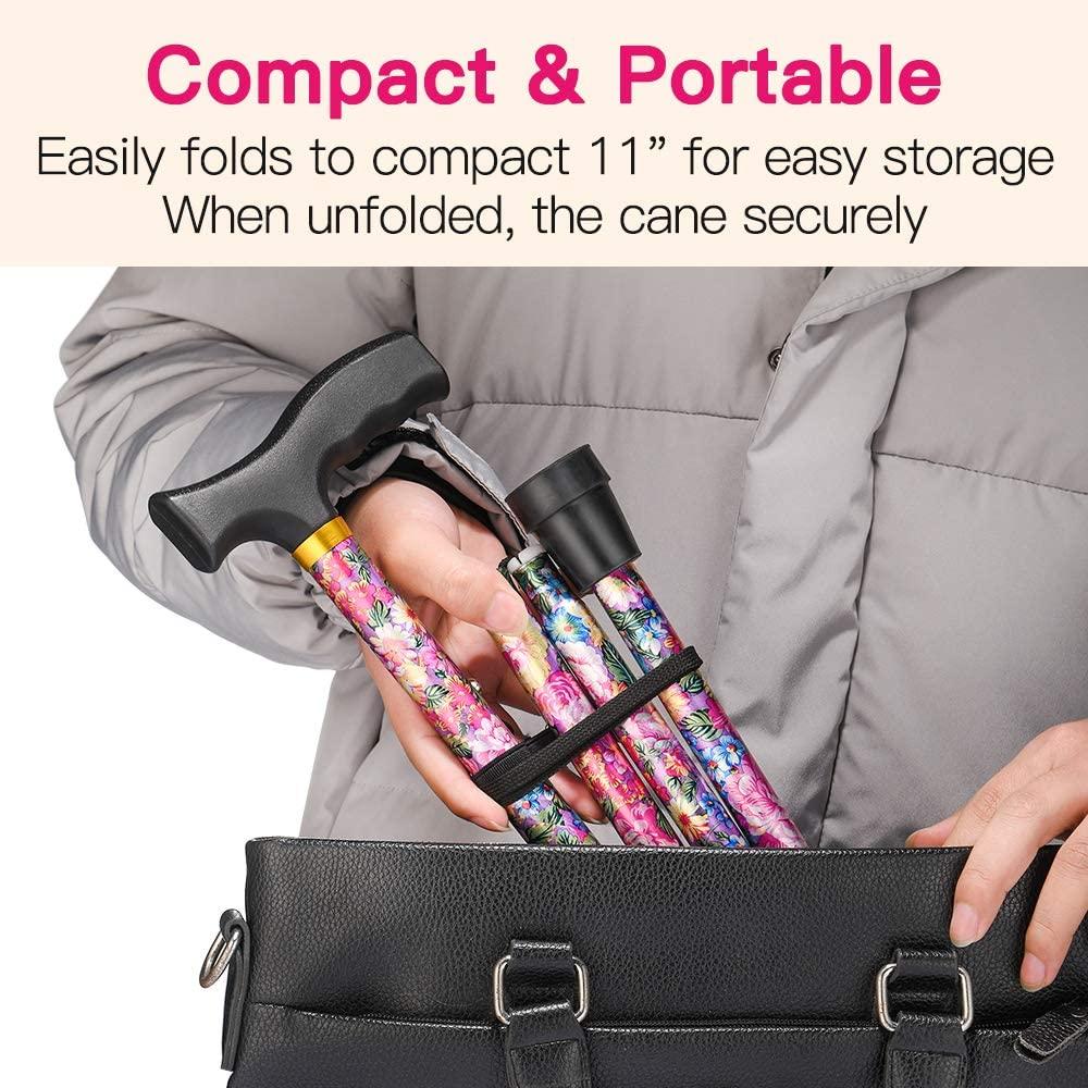 LIXIANG Folding Walking Cane - 5-Level Height Adjustable for Men ...