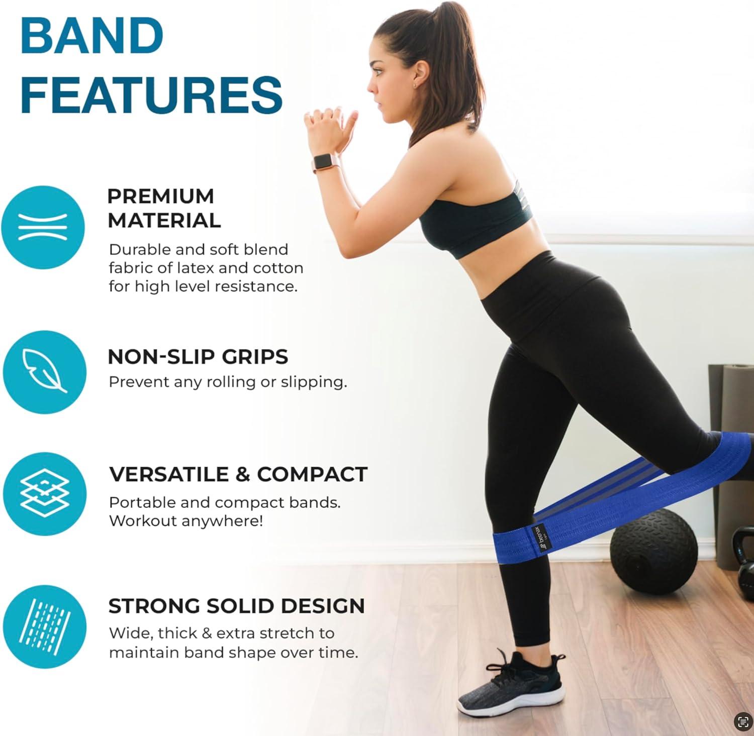 Beenax Fabric Resistance Bands (Set of 3) for Women - 3 Resistance ...