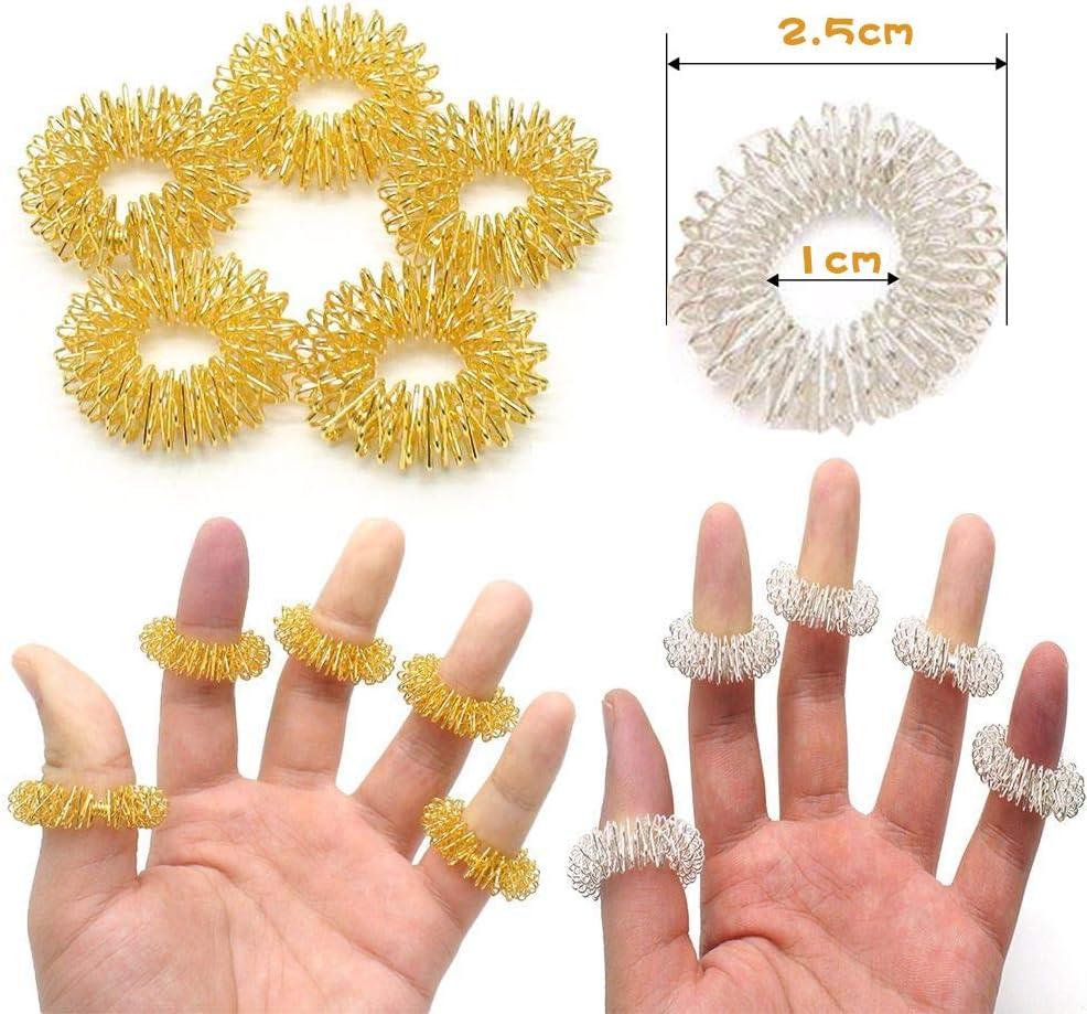 Netume 12-Piece Spiky Acupressure Finger Massage Rings - Stress Relief ...