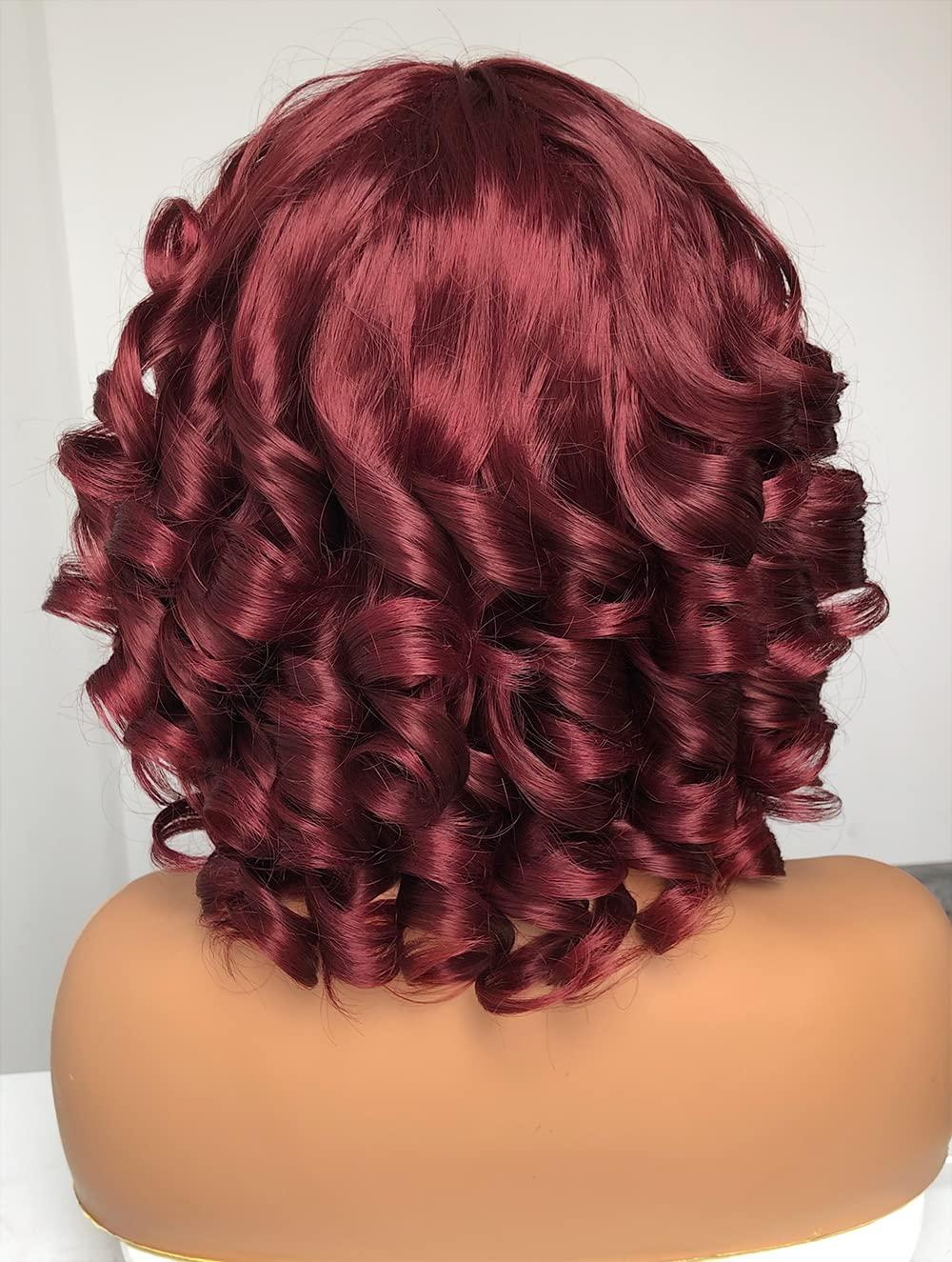 ANNIVIA-X Short Afro Curly Wigs with Bangs for Women Kinky Curly Hair ...