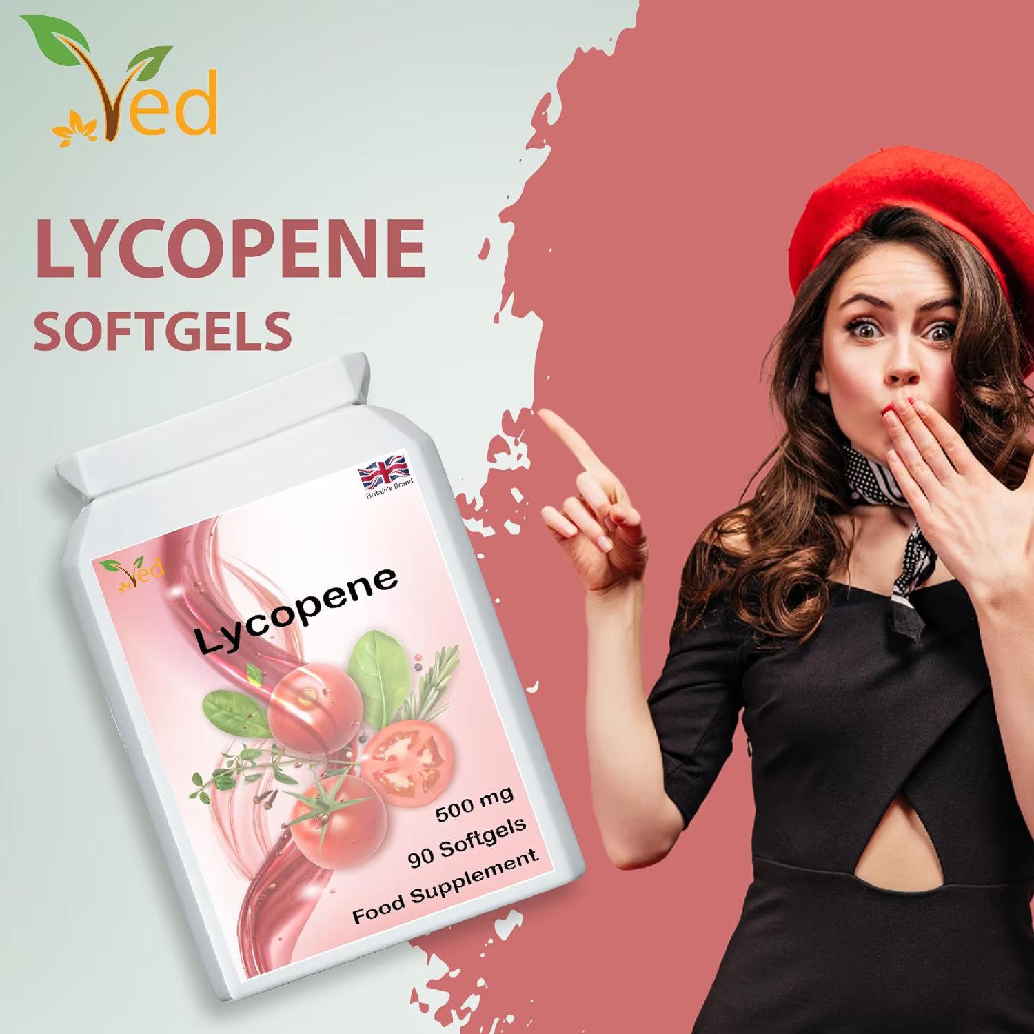 Ved Lycopene Supplement 500mg - 90 Softgel Capsules for Overall Health ...