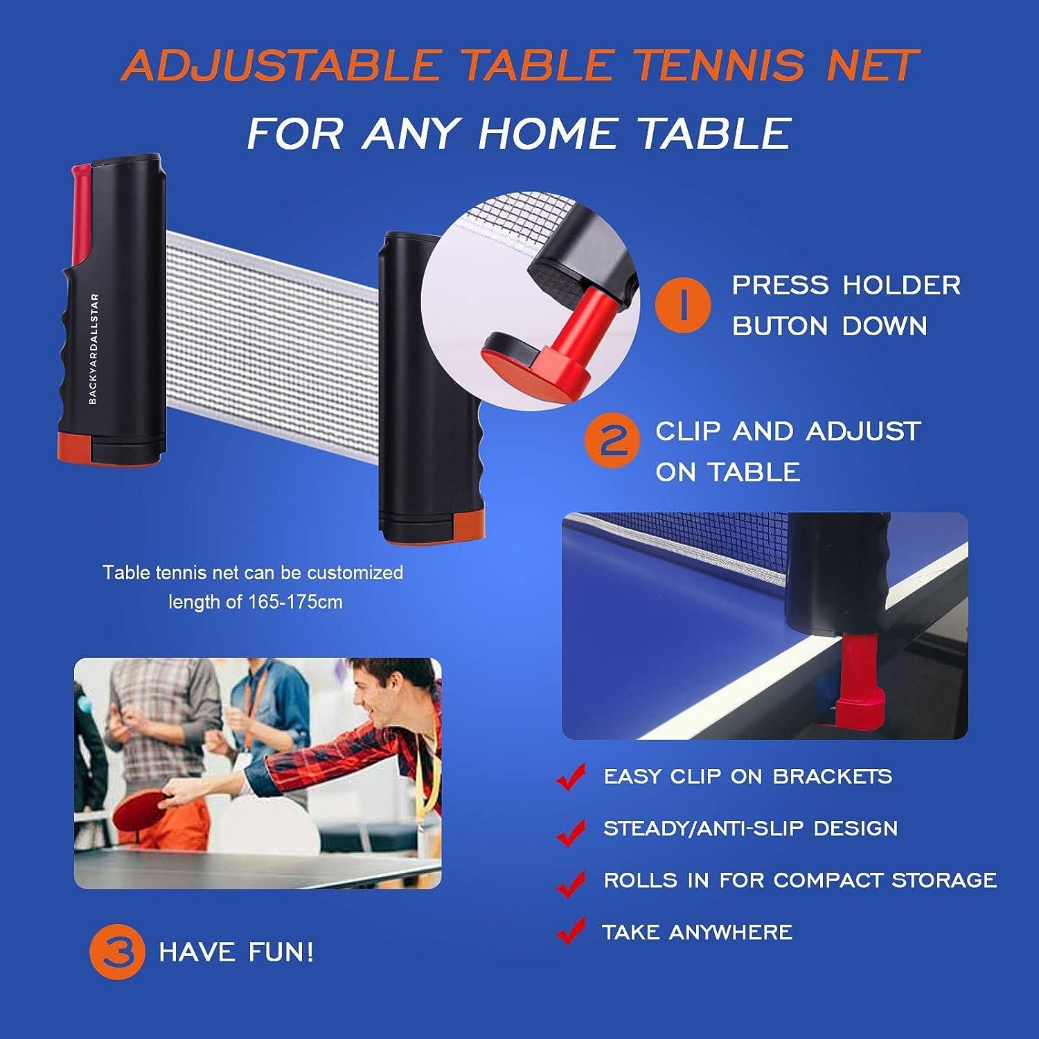 Retractable Portable Table Tennis Net with Storage Bag - Play on any ...