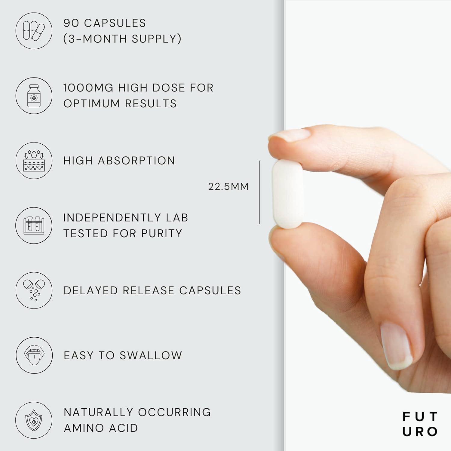 Taurine Supplement - 1000mg Tablets High Strength - 90 Day Supply ...