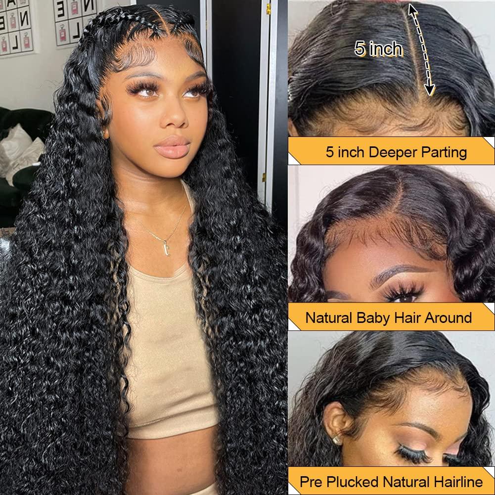 SNV 5x5 HD Lace Closure Wig 24 Inch Deep Wave 180 Density - Glueless ...
