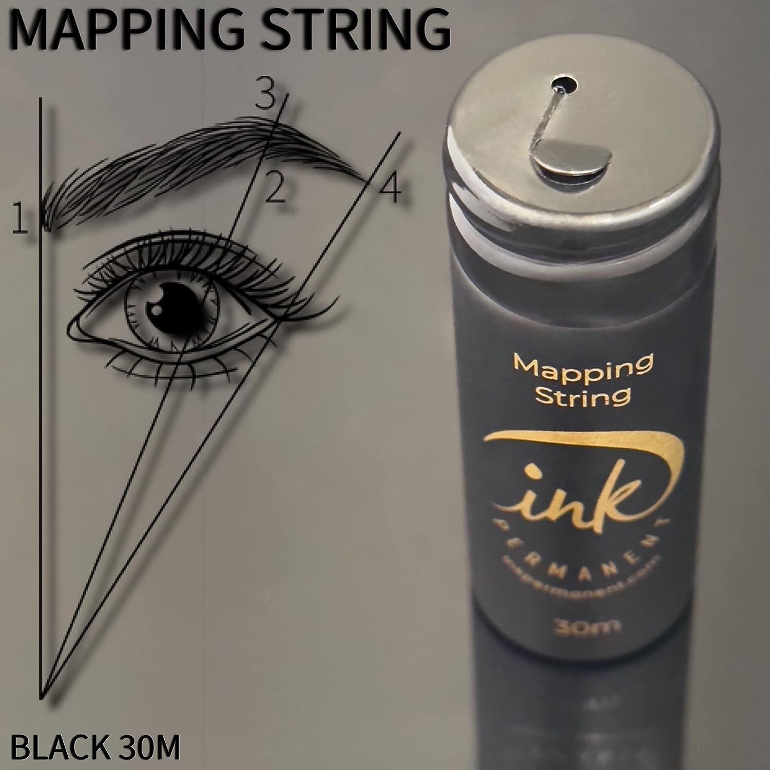 Ink Permanent Black Brow Mapping String - 2 x 100 Ft Bottles | Pre-Inked Mapping String for ...