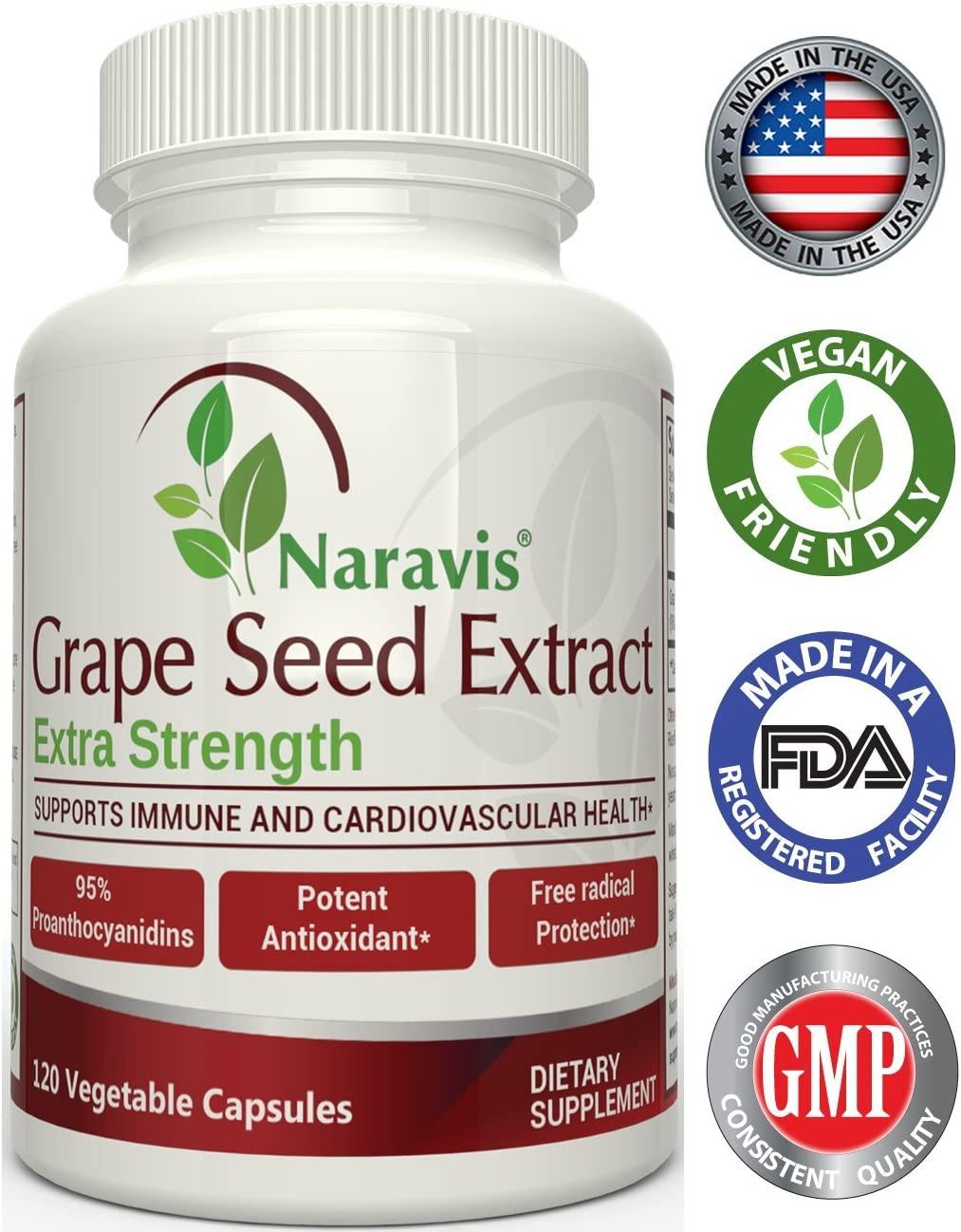 Grape Seed Extract 400mg - 95% Polyphenols Proanthocyanidins - 120 ...