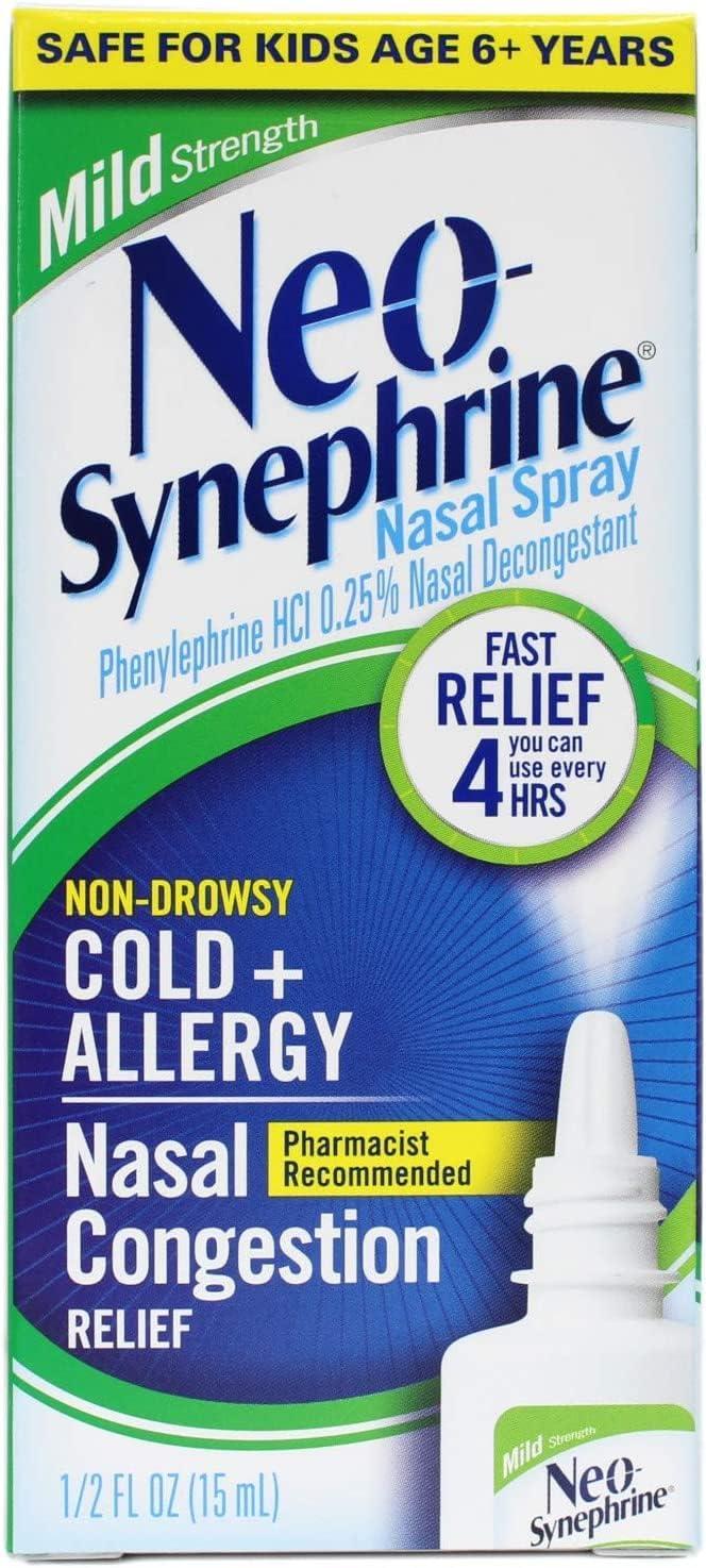 Neo-Synephrine Nasal Spray Mild Formula 0.5 oz (Pack of 3) - Fast ...