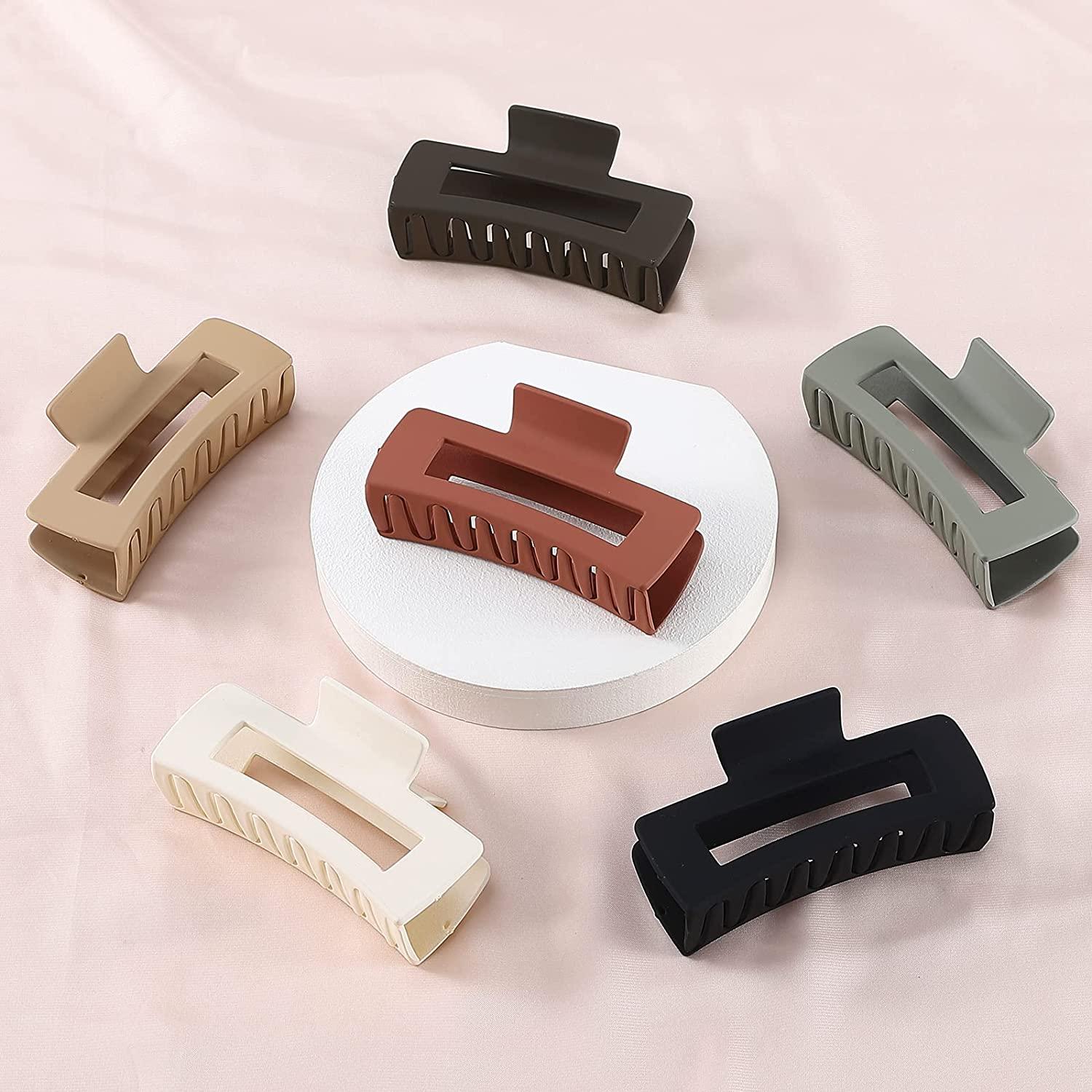 Sisiaipu 4 Inch Big Hair Clips - 6 Pcs Rectangular Claw Clips for Thick ...