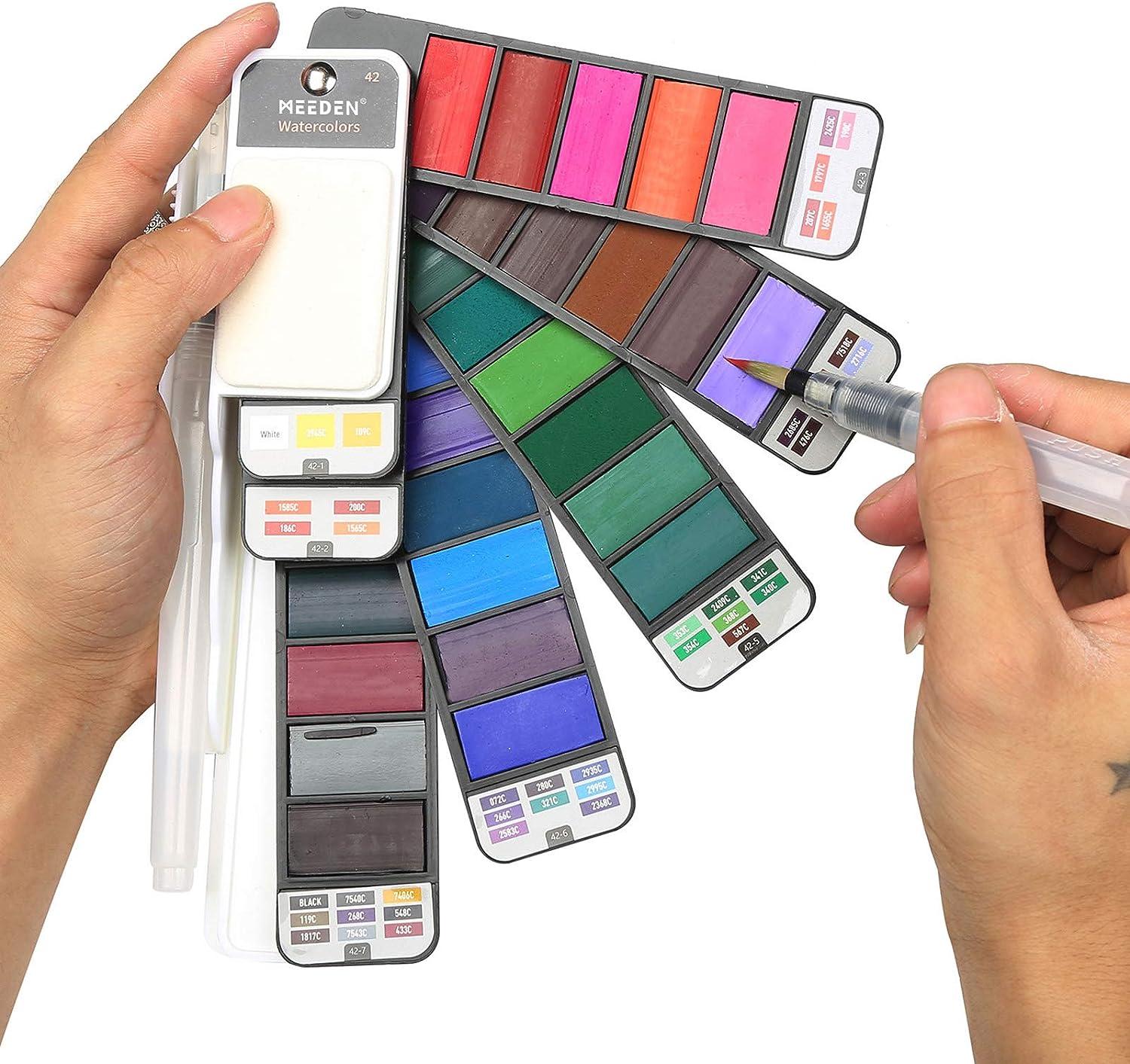 MEEDEN Watercolor Paint Set - 42 Assorted Colors with 4 Brushes ...