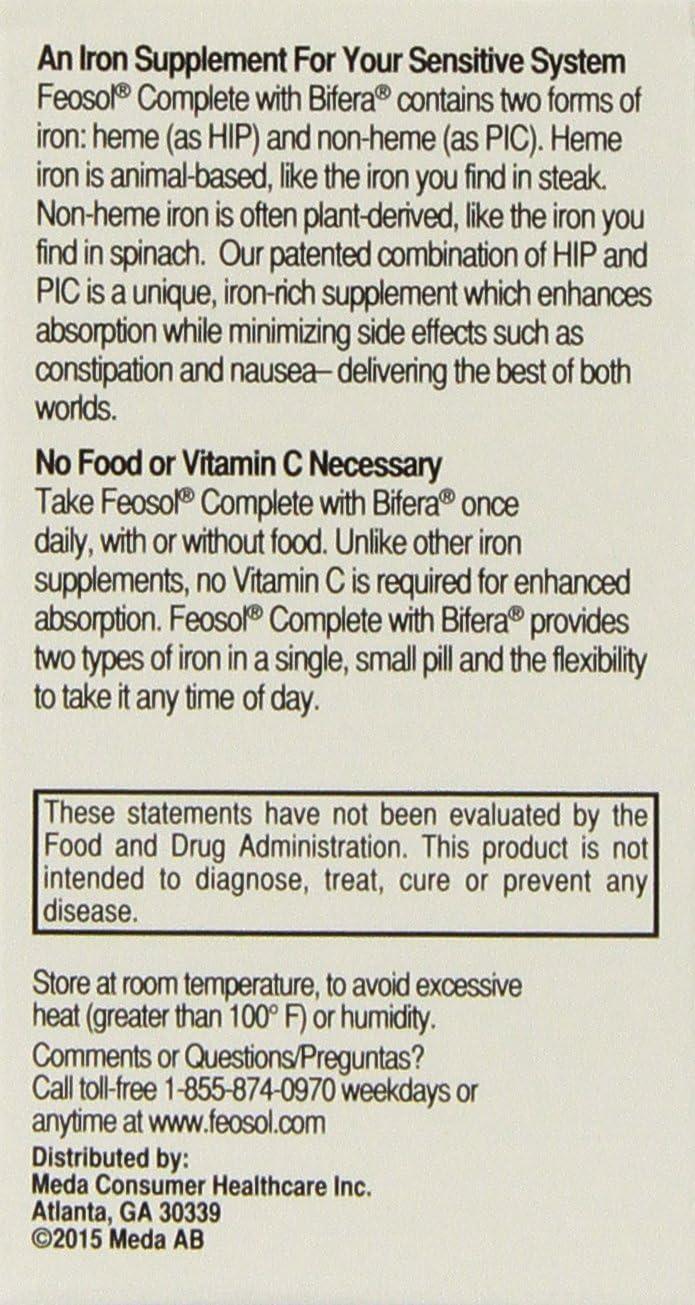 Feosol Complete with Bifera 30 Count - Pack of 2 | Iron Supplement
