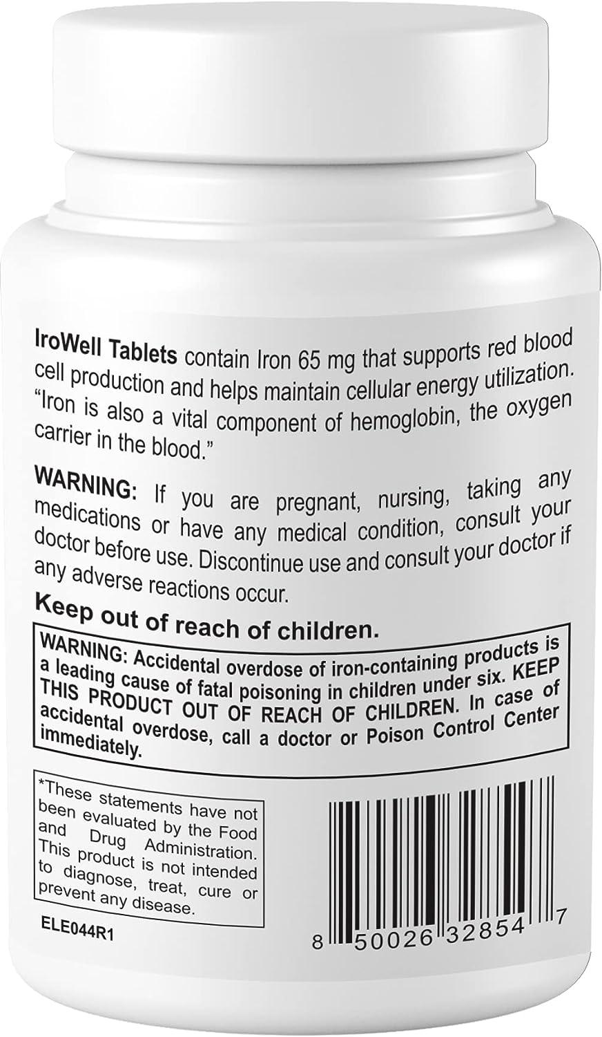 Iron 65mg with IroWell | Ferrous Fumarate Supplement | 100 Tablets