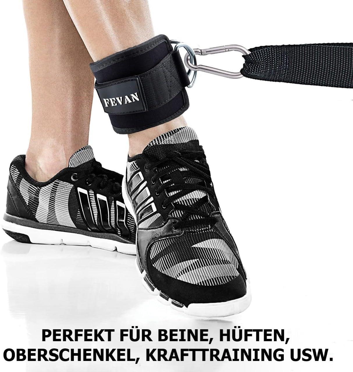 FEVAN Unisex Black Anklets with Pulleys - 2 Pairs Padded Velcro Gym ...
