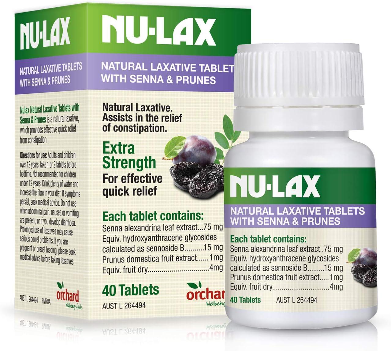Nulax Natural Laxative Tablets with Senna and Prunes - 40 Tablets | Buy ...