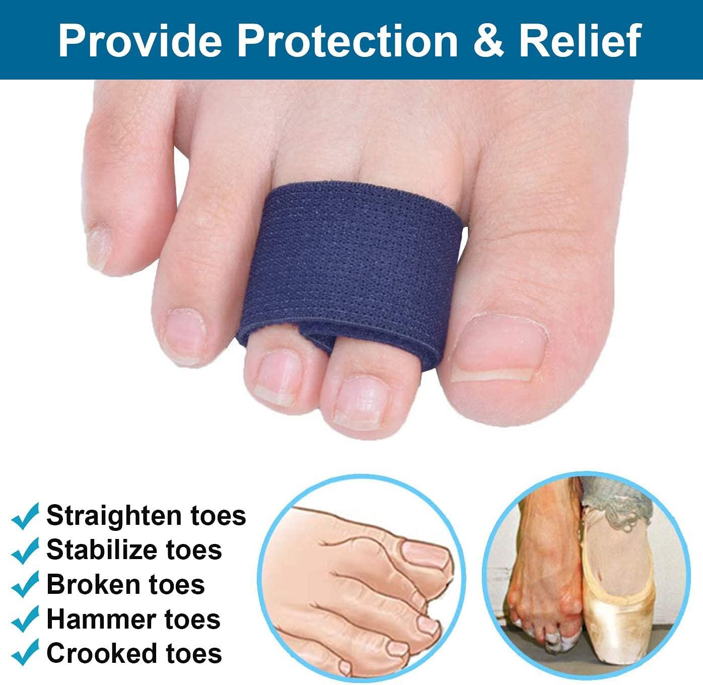 Sumifun Elasticity Toe Splint 4 Packs of Toe Wraps for Broken Toe ...